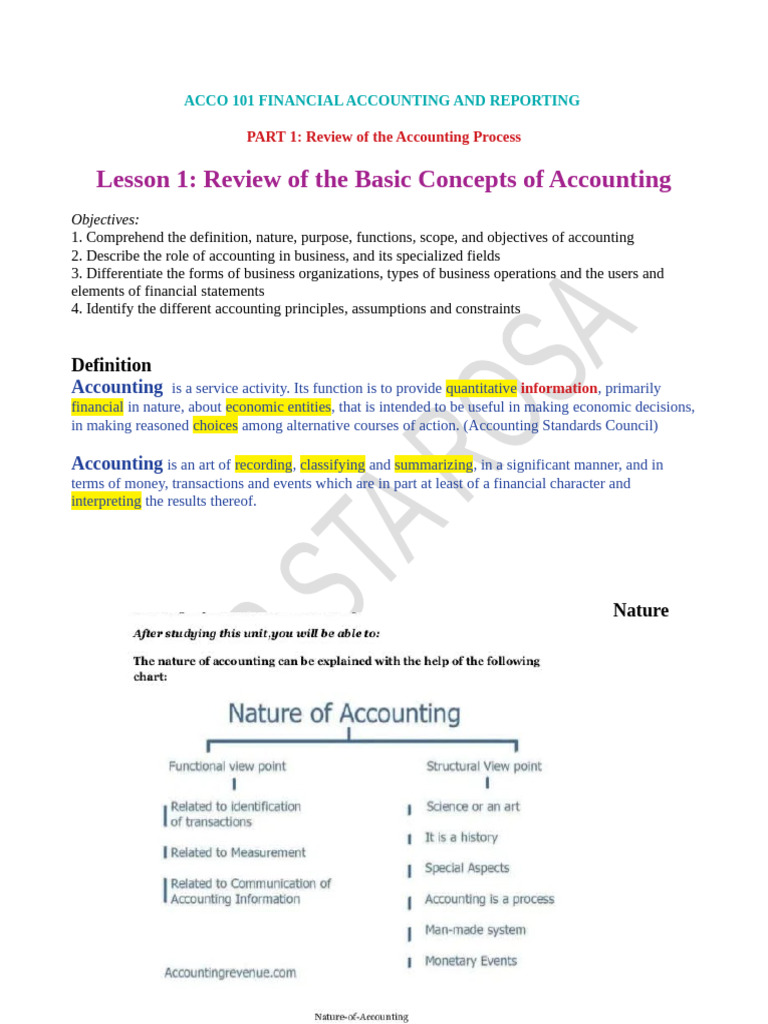 ACCO 101 Module 1 Review of The Accounting Process | PDF | Debits And ...