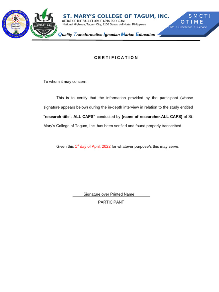 Member Checking Certification | PDF