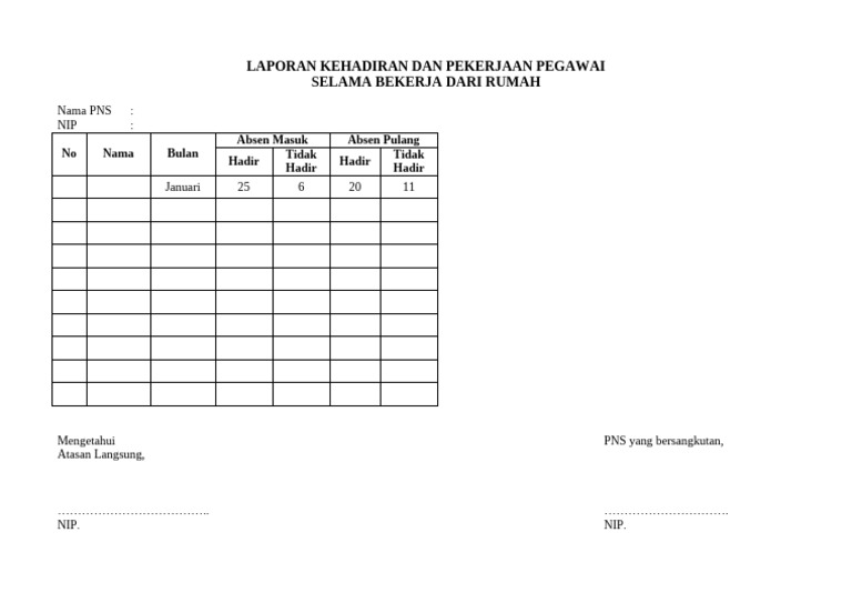 Format Absensi BDR | PDF