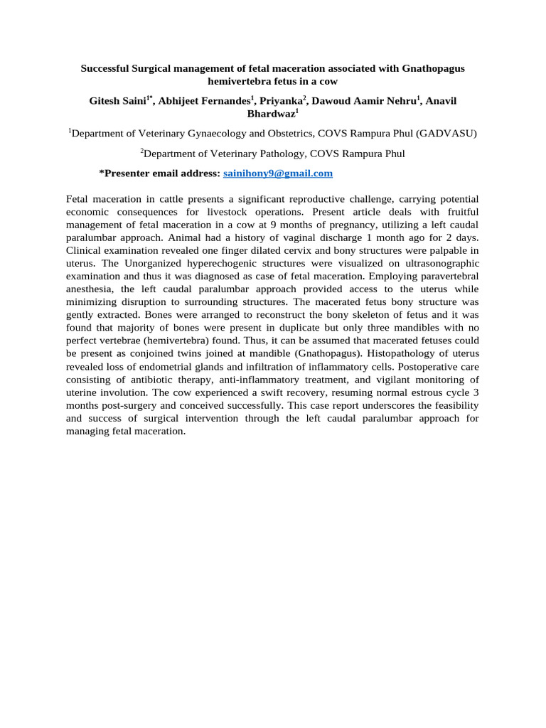 Poster - Successful Surgical Management of Fetal Maceration Associated ...