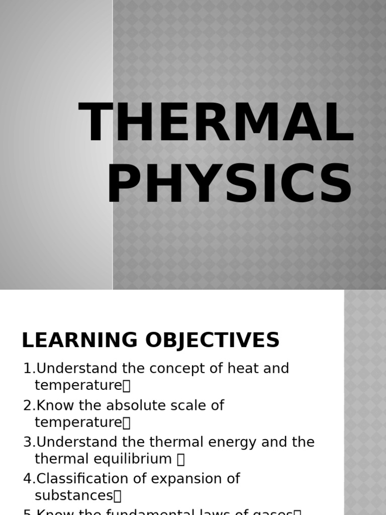 Thermal Physics | PDF | Wellness