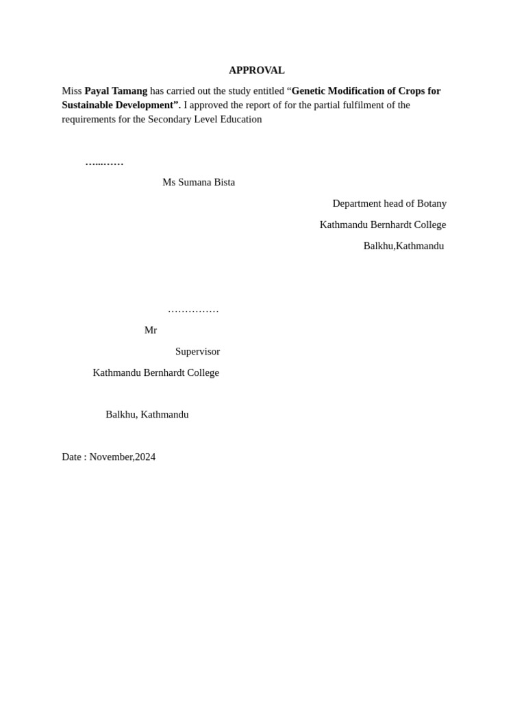 High School Botany Research Approval Pdf