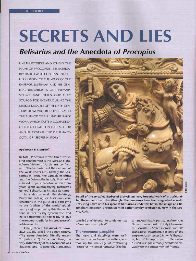 Procopius: Belisarius and Secret History | PDF | Justinian I | Late ...