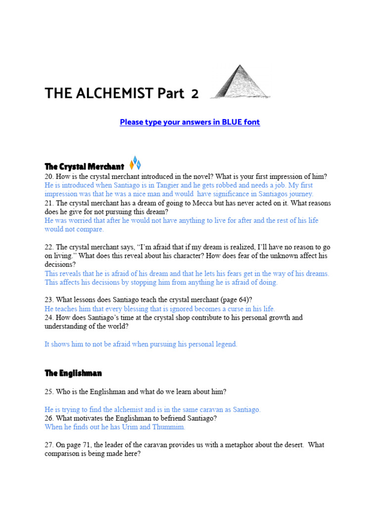Part 2 The Alchemist Guided Reading Questions | PDF | Alchemy