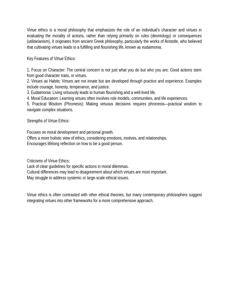 Virtue Ethics | PDF Virtue Ethics | PDF