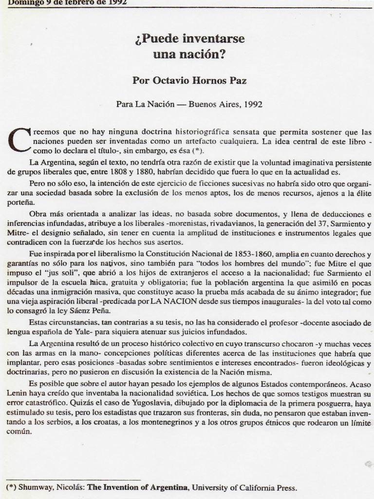 ¿Puede Inventarse Una Nación | PDF