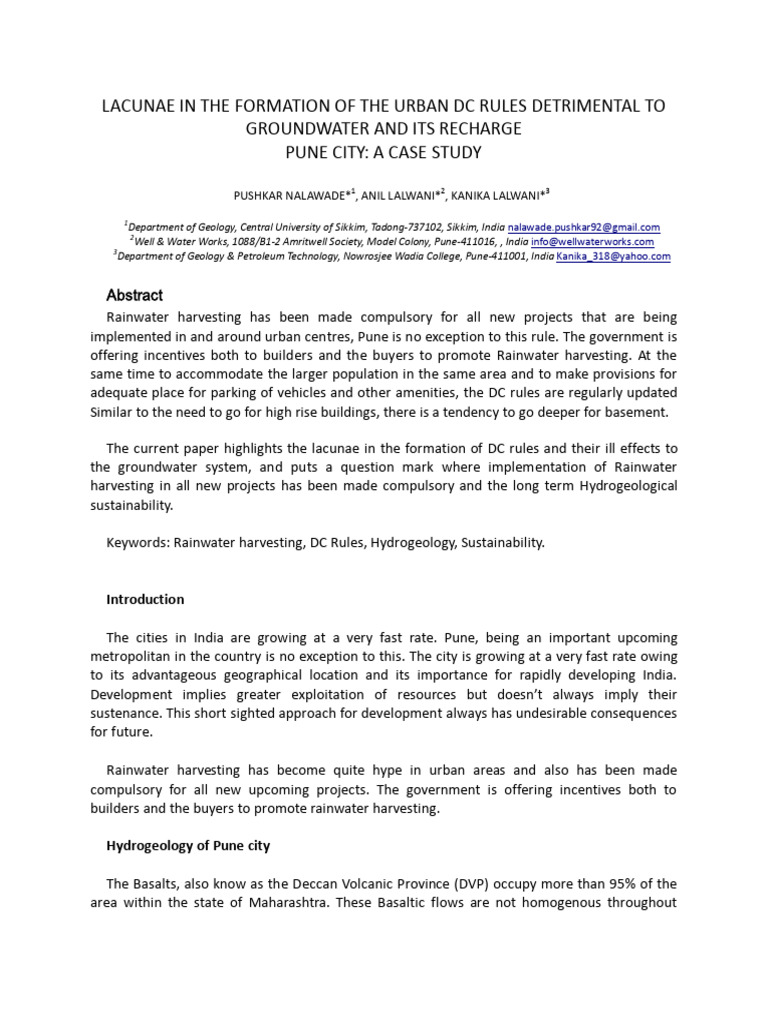 Urban DC Rules Impact on Pune Groundwater | PDF | Groundwater | Aquifer