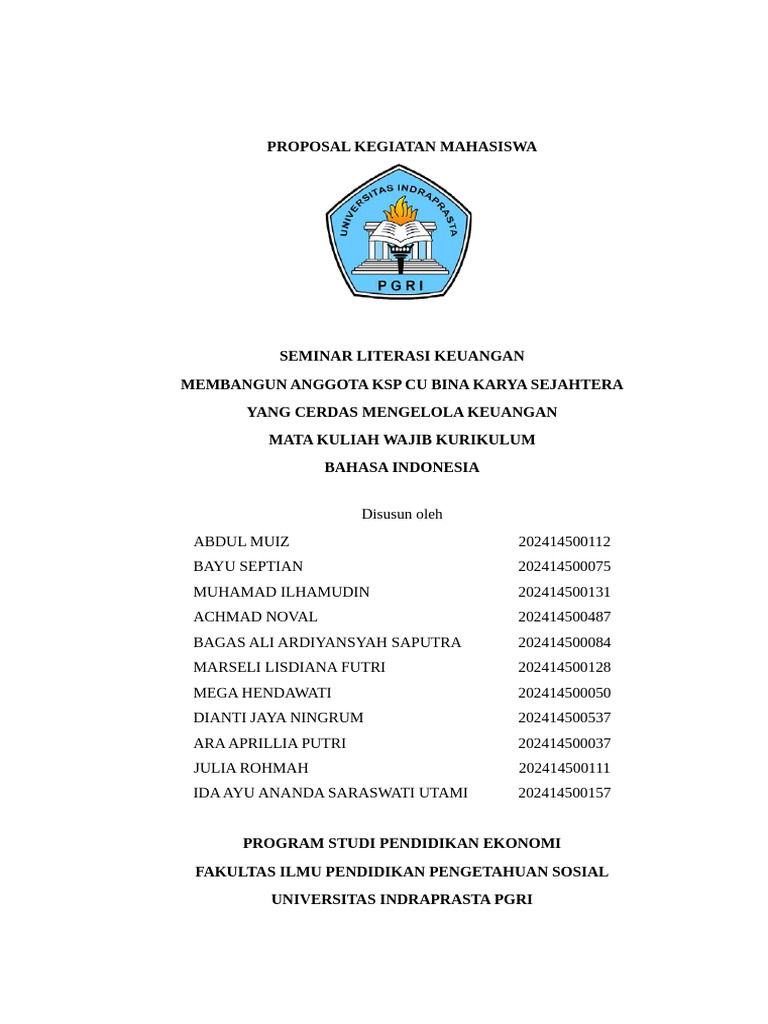 Proposal - Literasi - Keuangan - Kel Ii | PDF