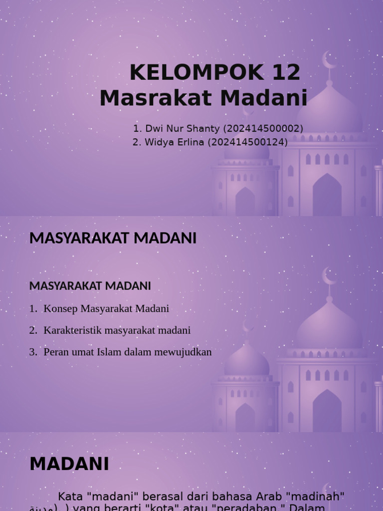 Kelompok 12 Ekonomi Islam Masyarakat Madani | PDF | Ilmu Sosial