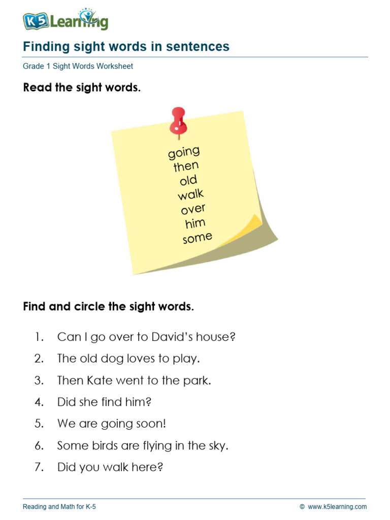 Grade 1 Sight Words in Sentences 26q | PDF | Home & Garden