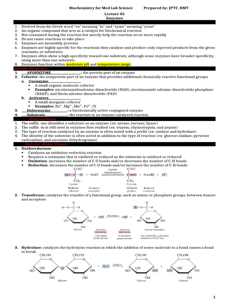 Biochem-Lecture-05-Enzymes | PDF | Enzyme | Enzyme Inhibitor