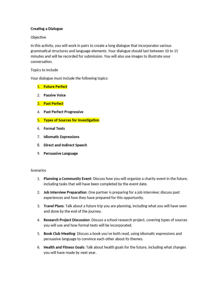 Creating a Dialogue | PDF