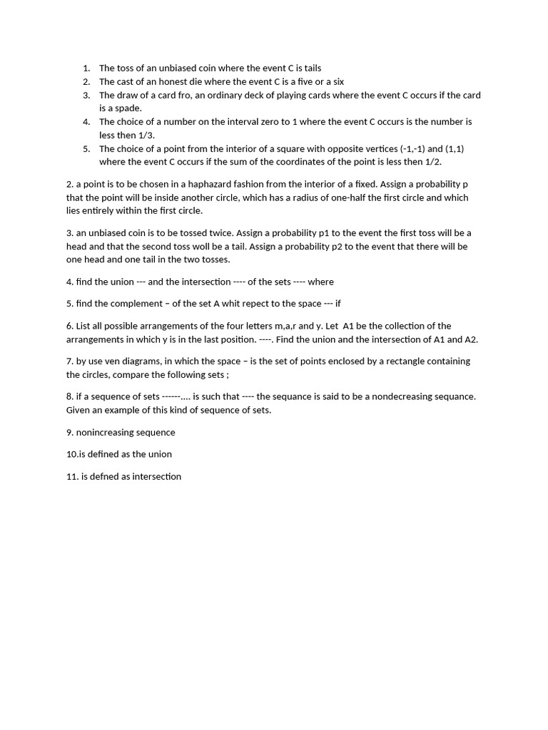 Probability Events and Set Theory Examples | PDF | Teaching Methods ...