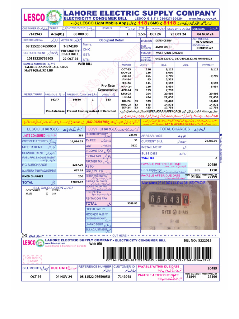 LESCO - Web Bill | PDF