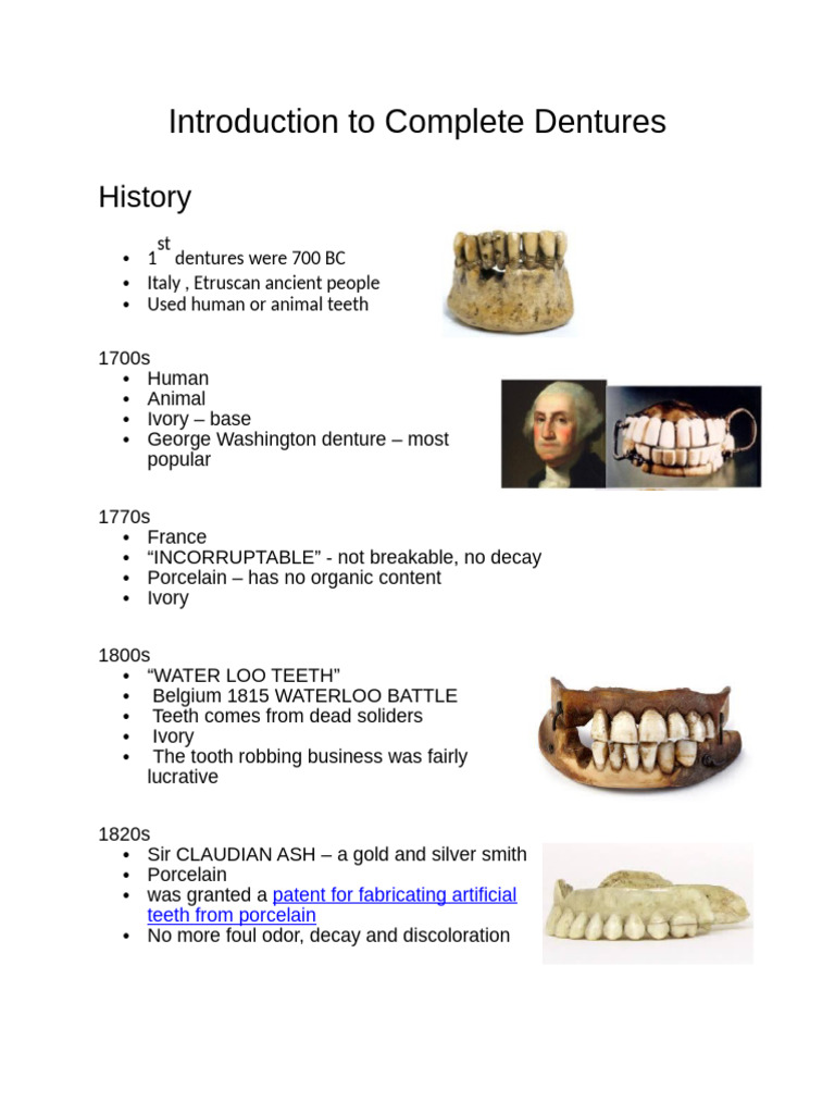 Introduction To Complete Dentures Notes | PDF | Dentures | Dental Implant
