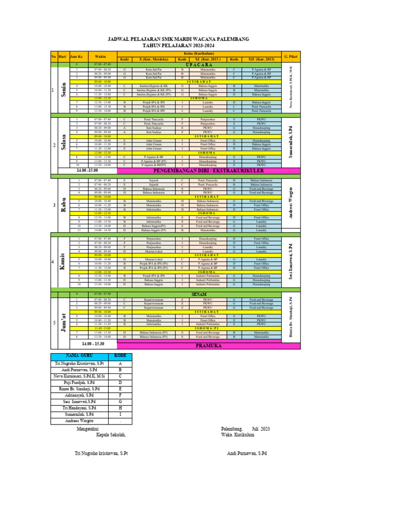 Jadwal KBM 2023-2024 | PDF
