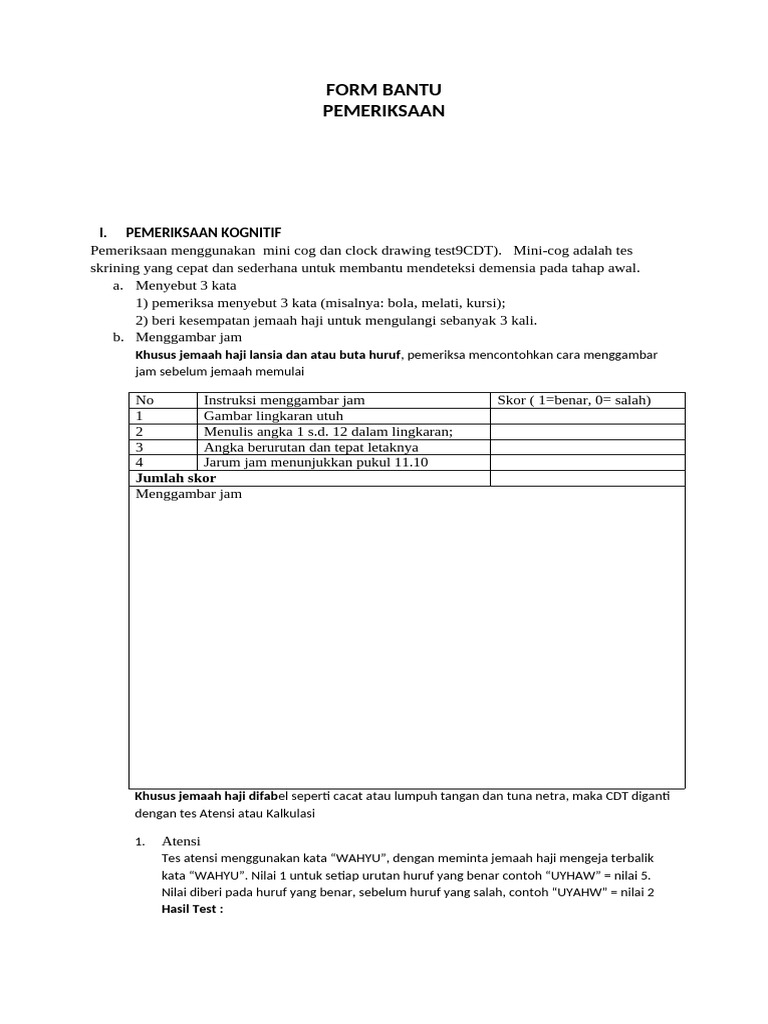 Blangko Mini Cog Pdf