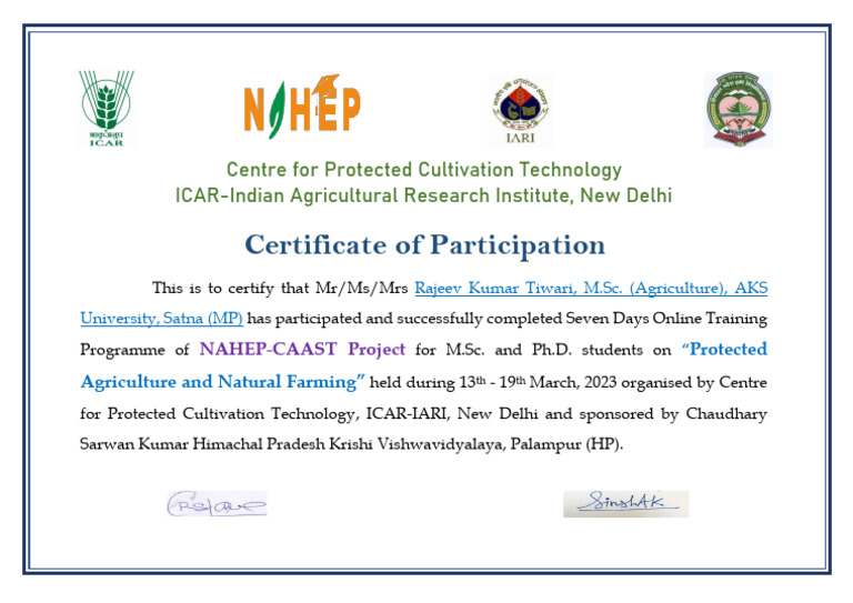 NAHEP Certificate | PDF