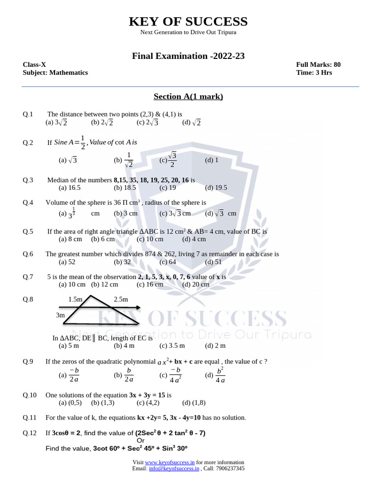 Mathematics Final 2024-25 | PDF | Sphere | Classical Geometry