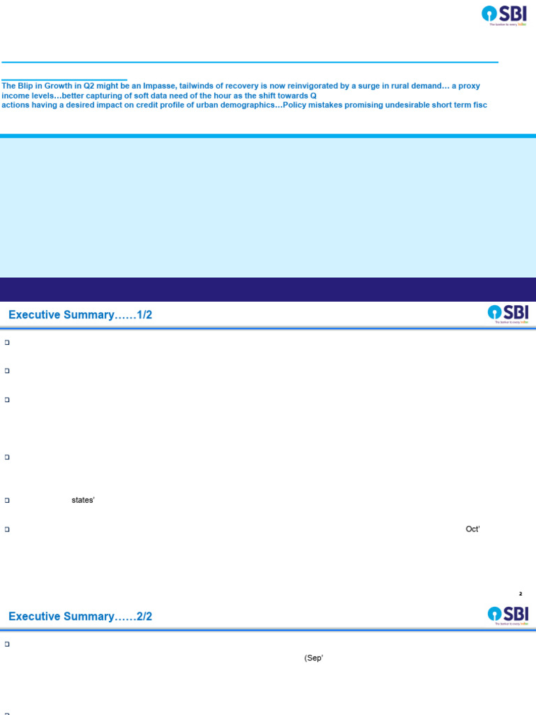 SBI_Report Q2FY25 | PDF | Consumption (Economics) | Economies