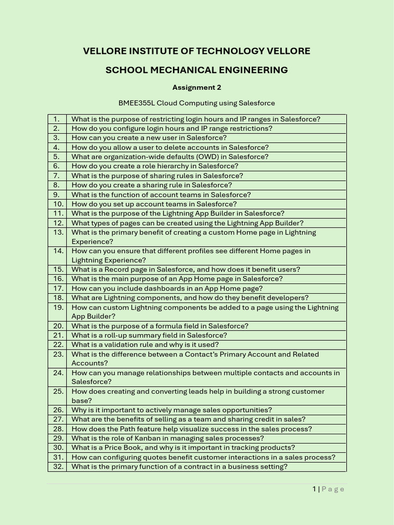 Salesforce Cloud Computing Assignment Guide | PDF | Sales | Marketing