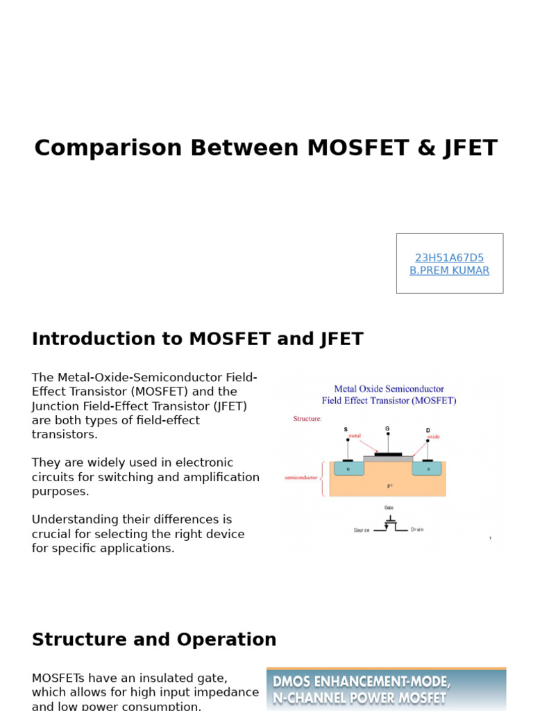 Comparison Between MOSFET & JFET | PDF | Computers