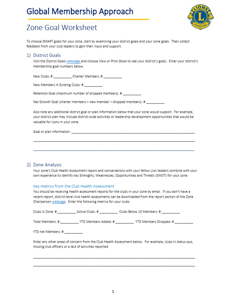 Zone Goal Worksheet | PDF | Swot Analysis | Business