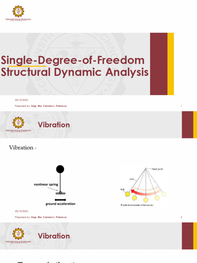 Single Degree of Freedom Structural Dynamic Analysis | PDF | Damping | Oscillation