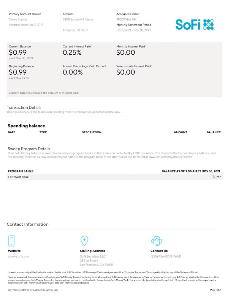 Statement Sofi | PDF