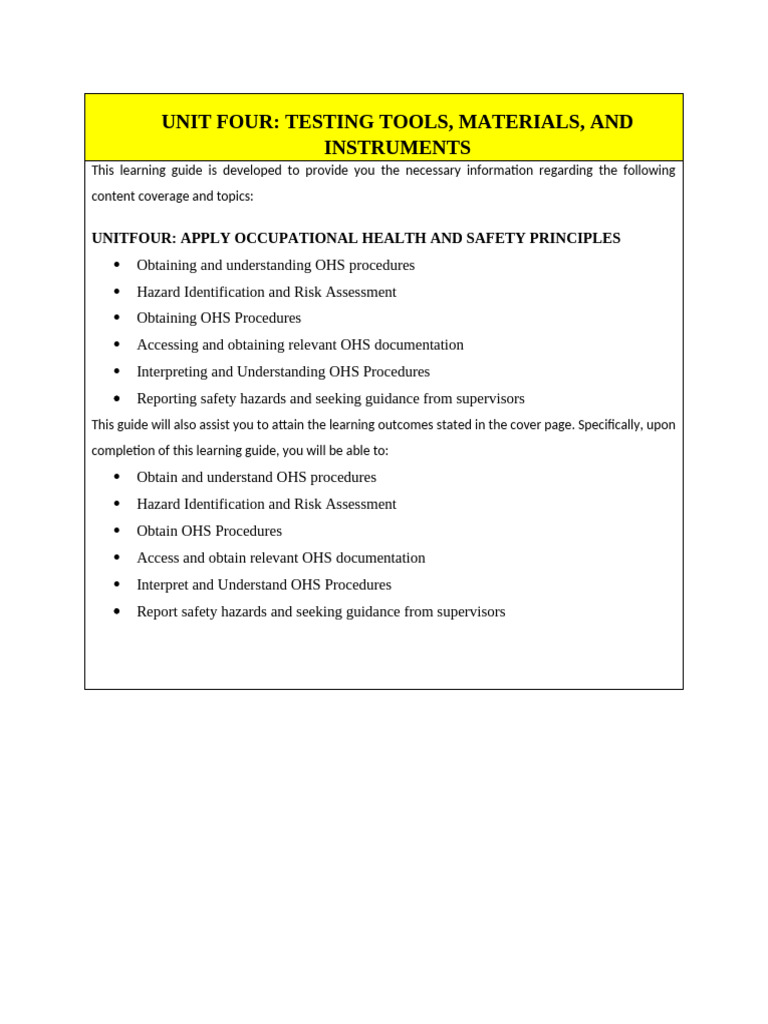 OHS Principles and Problem Identification Guide | PDF | Evaluation ...