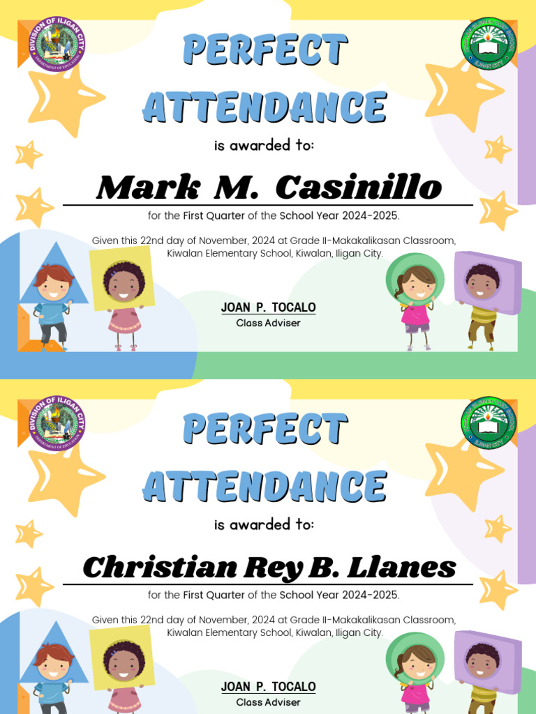 Perfect Attendance Awards 2024-2025 | PDF