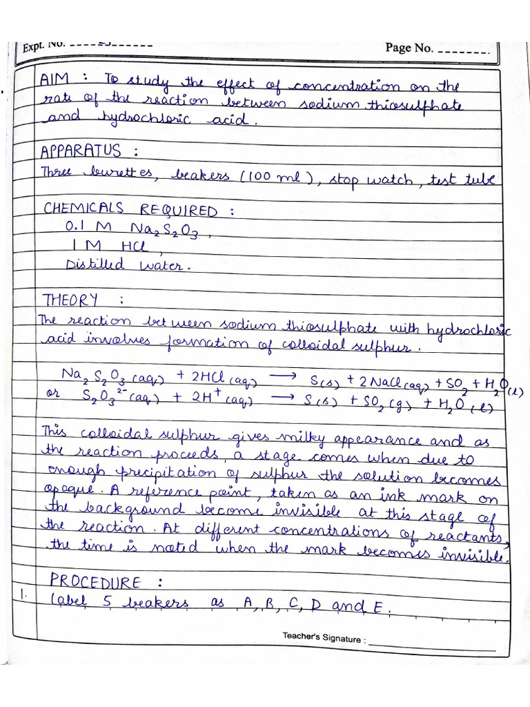 Sodium Thiosulphate Experiment | PDF