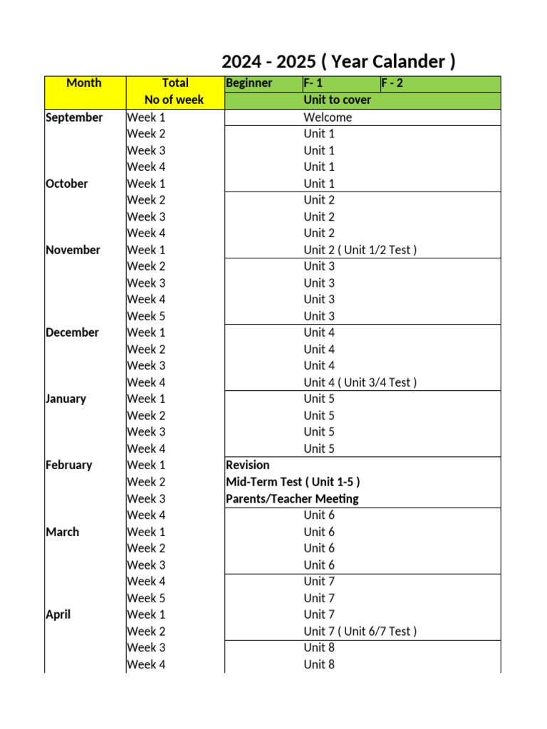 September Year Calander 2024-2025 | PDF | Educational Assessment And ...