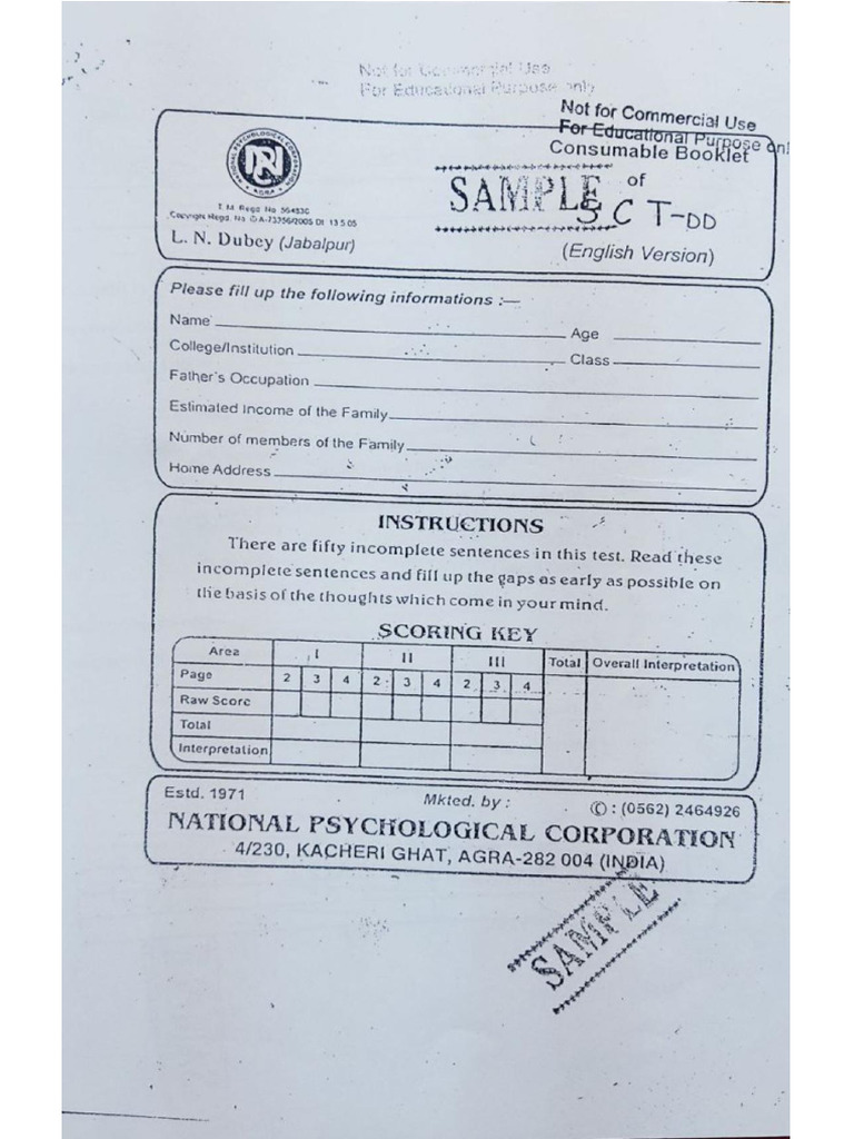 Sentence Completion Test | PDF