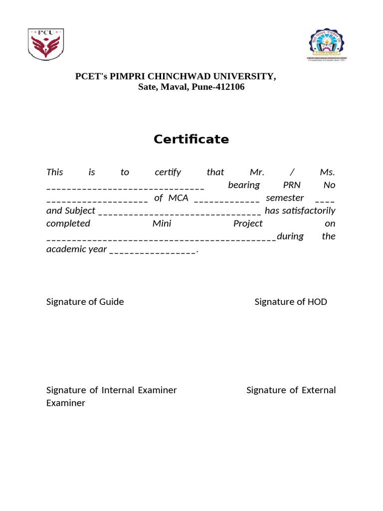 Mini Project Certificate Template | PDF | Business