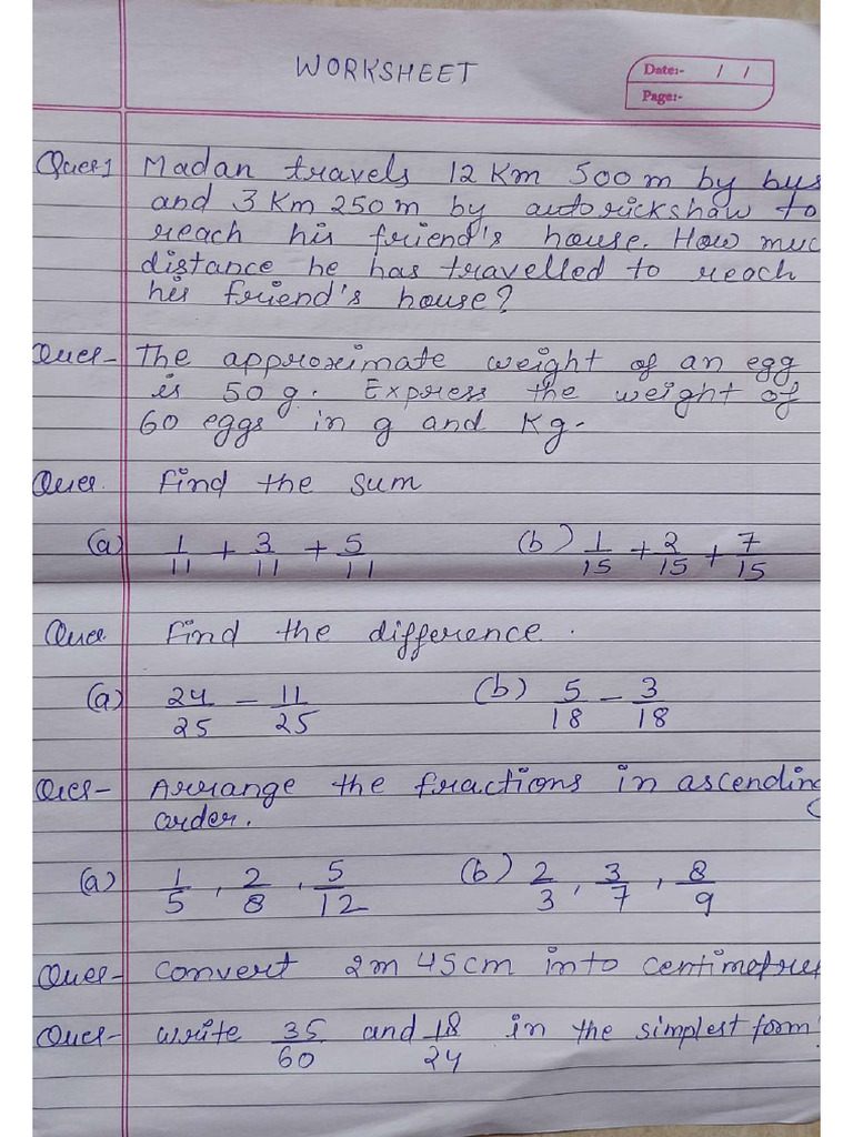 Maths Worksheet 2 Class V | PDF