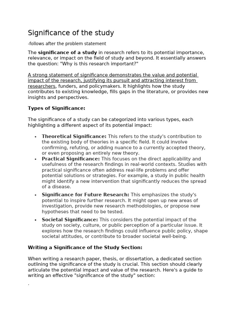 Importance of Research Significance | PDF | Theory | Free Will