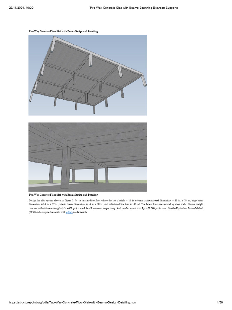 Two-Way Concrete Slab With Beams Spanning Between Supports | PDF | Beam ...