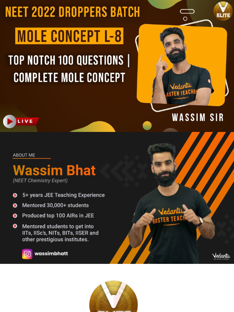 Droppers +Top+Notch+100+Questions+Mole+Concept | PDF | Mole (Unit) | Atoms