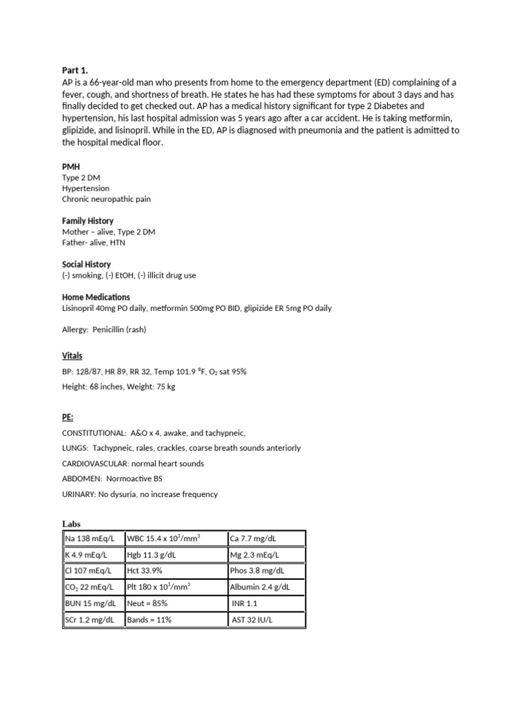 Pneumonia Case Study and Treatment Plan | PDF | Pneumonia | Clinical ...