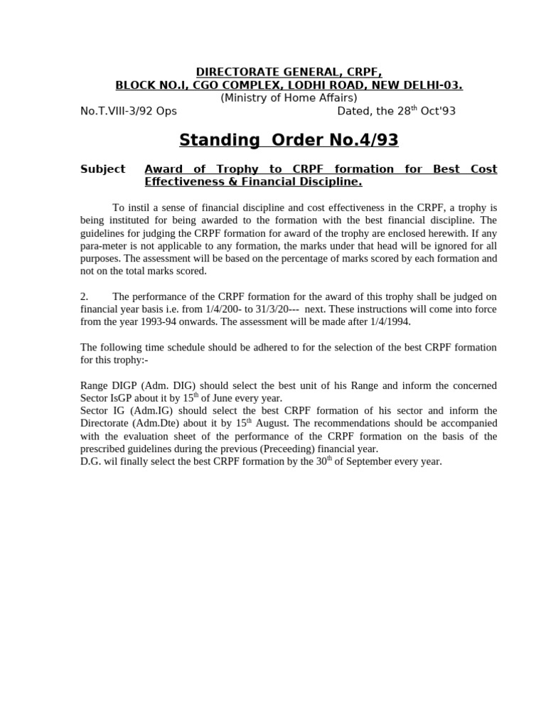 Standing Order | PDF | Expense | Budget