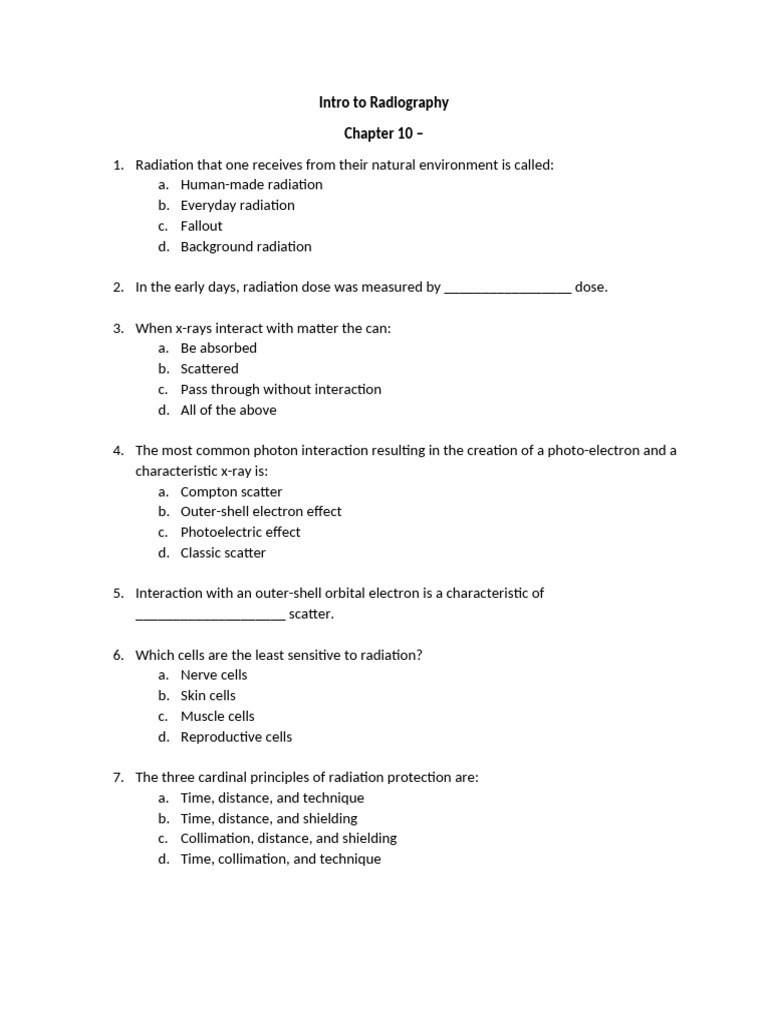 Intro To Radiography - Chapter 10 Assignment | PDF | Science & Mathematics
