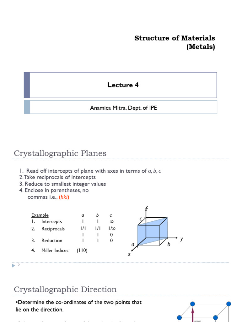 EM (Anamika Maam) - Lec 4 - Structure of Metals (Contd.) | PDF | Crystallite | Crystal