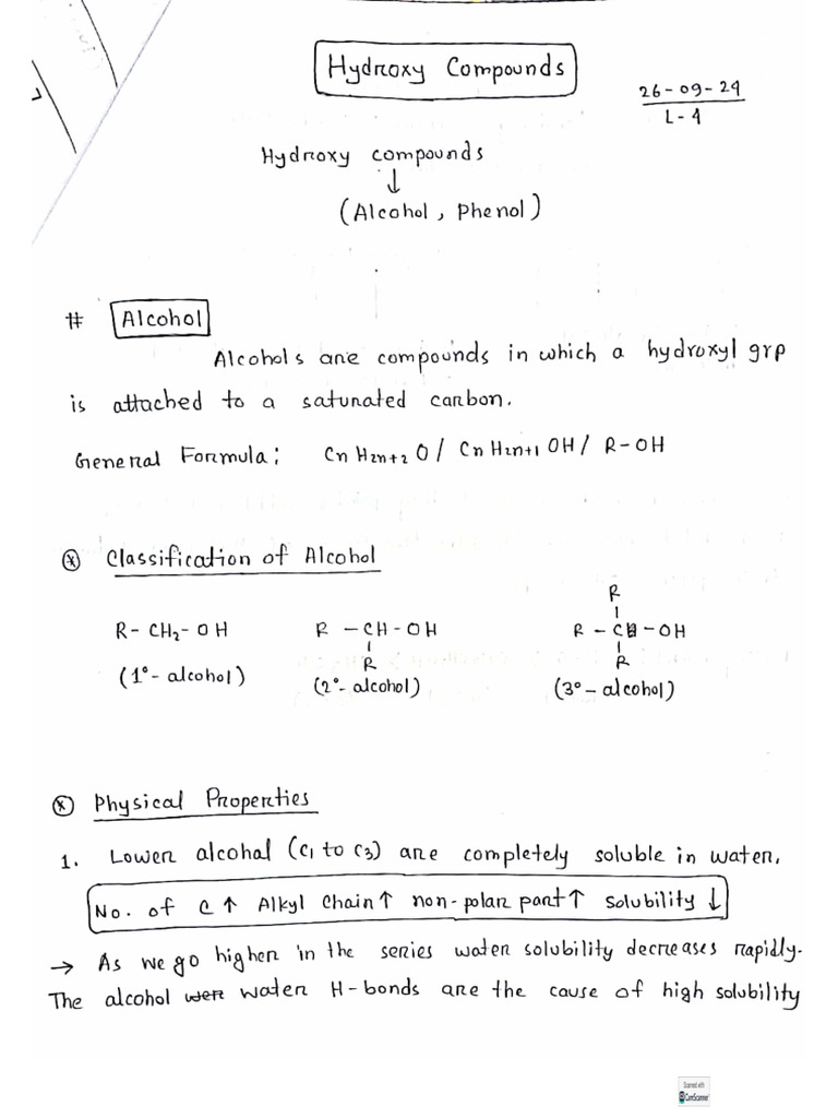 Hydroxy Compound Full Note | PDF