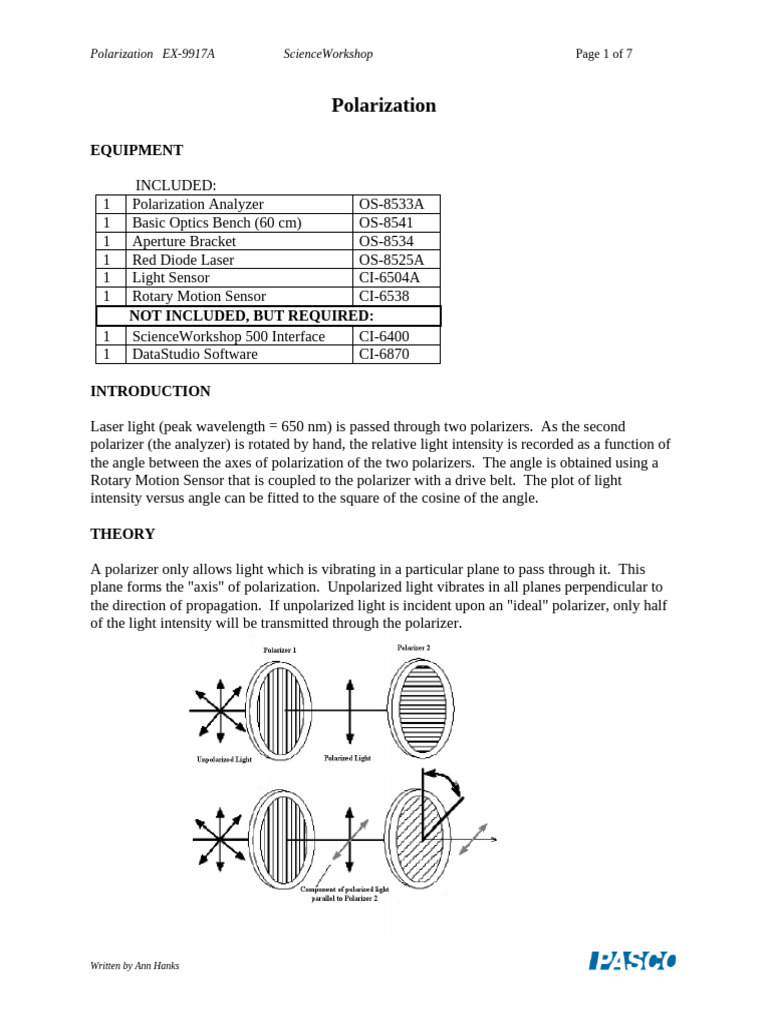 (EX-9917A) Polarization of Light ScienceWorkshop | PDF | Polarization ...