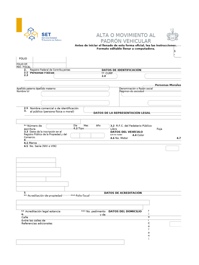 Instrucciones Formato V1J Jalisco | PDF