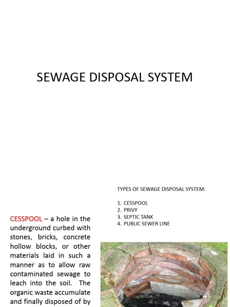 Lecture 5 Sewage Disposal System | PDF | Sanitary Sewer | Septic Tank