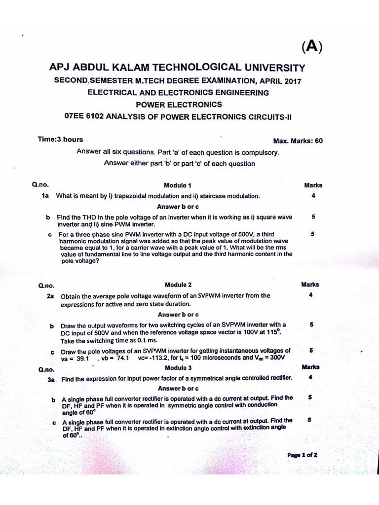07EE 6102 Analysis of Power Electronics Circuits - II | PDF