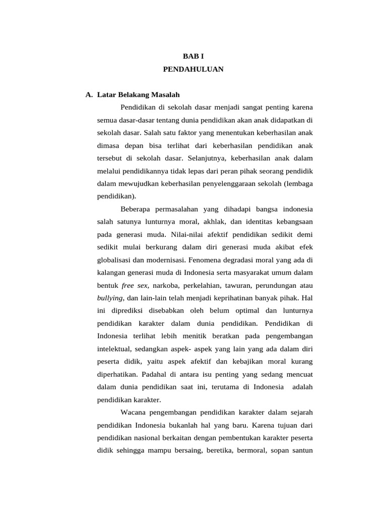 BAB - I - Skripsi - Penerapan Pendidikan Karakter Melalui Permainan ...