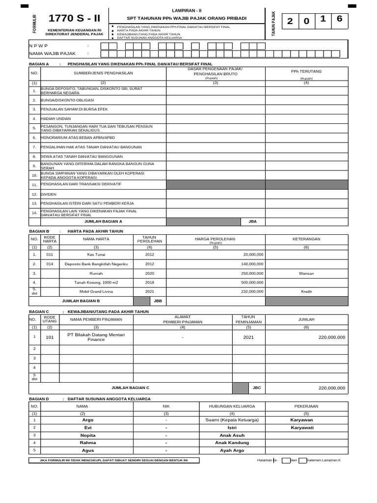 Muhammad Mundhir. Tugas Formulir-SPT-1770-S | PDF